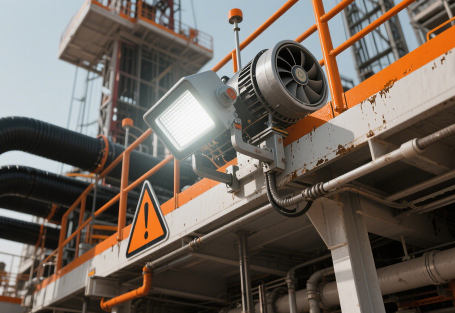"Dust self-cleaning turbine cooling" technology for floodlights